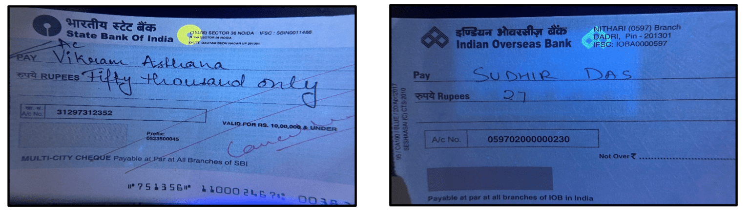 Examination of Security Features in a cheque - Hawk Eye Forensic ...
